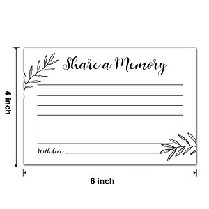 Share a Memory Cards, 50 Cards, Memory Card for Celebration of Life, Graduation, Wedding, Retirement, Going Away Party, 4inch x 6inch, White