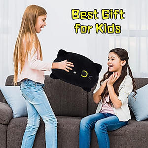 Desdfcer Black Cat Plush, 12''Black Cat Pillow, Black Cat Stuffed Animal Plush,Cute Black Cat Plushie,Kawaii Cat Plush Pillow Lumbar Back Cushion,Gift for Halloween Christmas