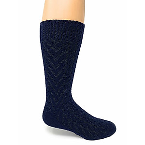 WARRIOR ALPACA SOCKS - Two-Tone Texture Socks Alpaca Wool Socks (Large, Navy/Olive)