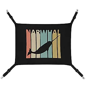 Vintage Style Narwhal Pet Hammock Comfortable Adjustable Hanging Bed for Small Animals Dogs Cats Hamster