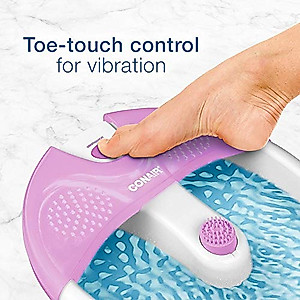 Conair Soothing Pedicure Foot Spa Bath with Soothing Vibration Massage, Deep Basin Relaxing Foot Massager with Jets, Pink/White