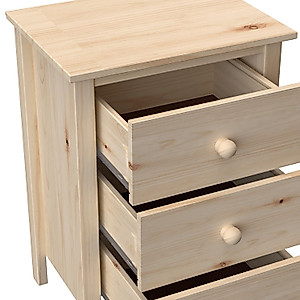 From the Tree Furniture Nightstand Tall 3 Drawer Solid Wood Unfinished - Maximize Space Elegantly with This Timeless Tall Bedroom Side Table