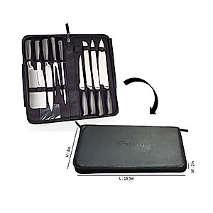 Chef’s Leather Knife Bag with 9 Universal Knife Holder Slots, Knife Carrier Bag Has a Zipper Pouch, Knife Case Also Holds Small Kitchen Tools Like Spoon, Peeler, BBQ Tools, Best Chef Knife Bag