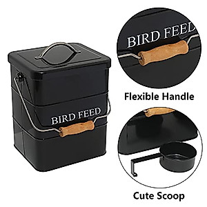 Morezi Bird seed and feed storage tin with lid Included - white-coated carbon steel - tight fitting lids - storage canister tins - Black