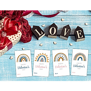 2.1" x 3.5" Valentine's Day Gift Wrap Self Adhesive Stickers | Rainbow Theme Happy Valentine's Day Gift Wrapping Decorations and Supplies for Kids | 40 Gift Stickers-BGJ-004