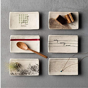 DEMDACO Floral Glossy Black and White 6 x 3.5 Stoneware Ceramic Everyday Kitchen Rectangle Spoon Rest