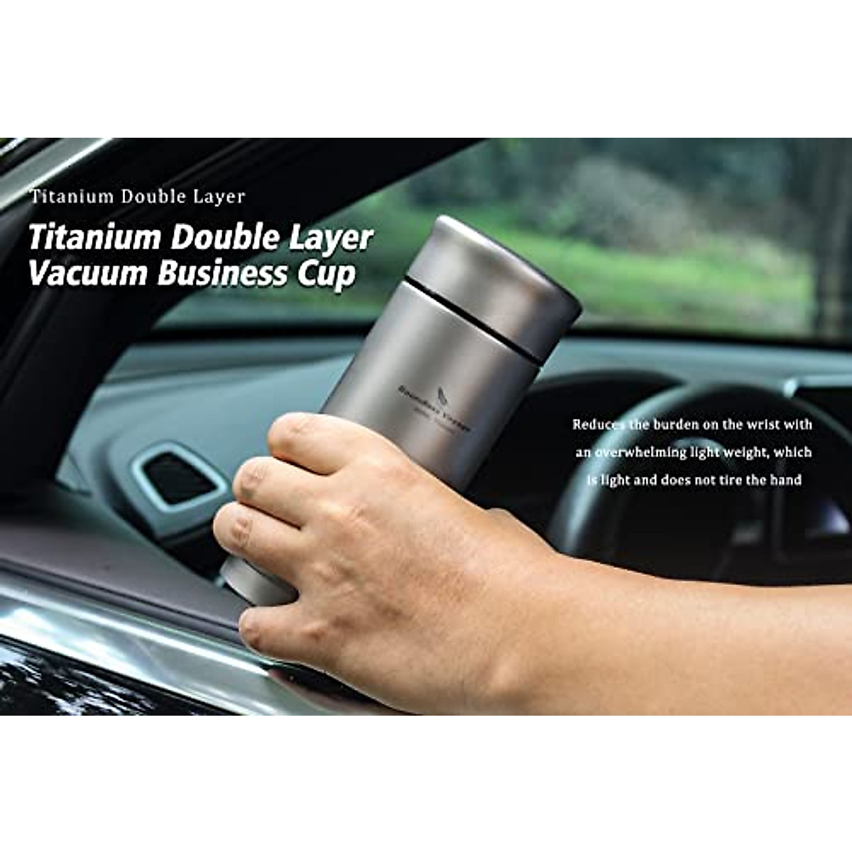 Boundless Voyage 300ml(10.56 fl.oz) Titanium Vacuum with Filter Double Layer Lightweight Portable Tea Coffee Wine Whisky for Hiking Camping Picnic Gift A-Ti3009D