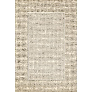 Loloi Chris Loves Julia x Briggs Collection, Wheat & Ivory, 7'-9" x 9'-9" Area Rug – Minimal Gritted Design Area Rugs for Living Room Bedroom Entryway & Hallway No Shed High Traffic Home Decor Rug