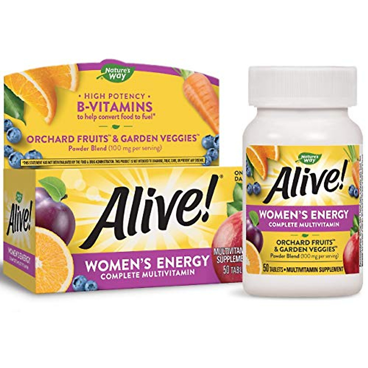 Nature’s Way Alive! Women’s Energy Complete Multivitamin, High Potency B-Vitamins, 50 Tablets