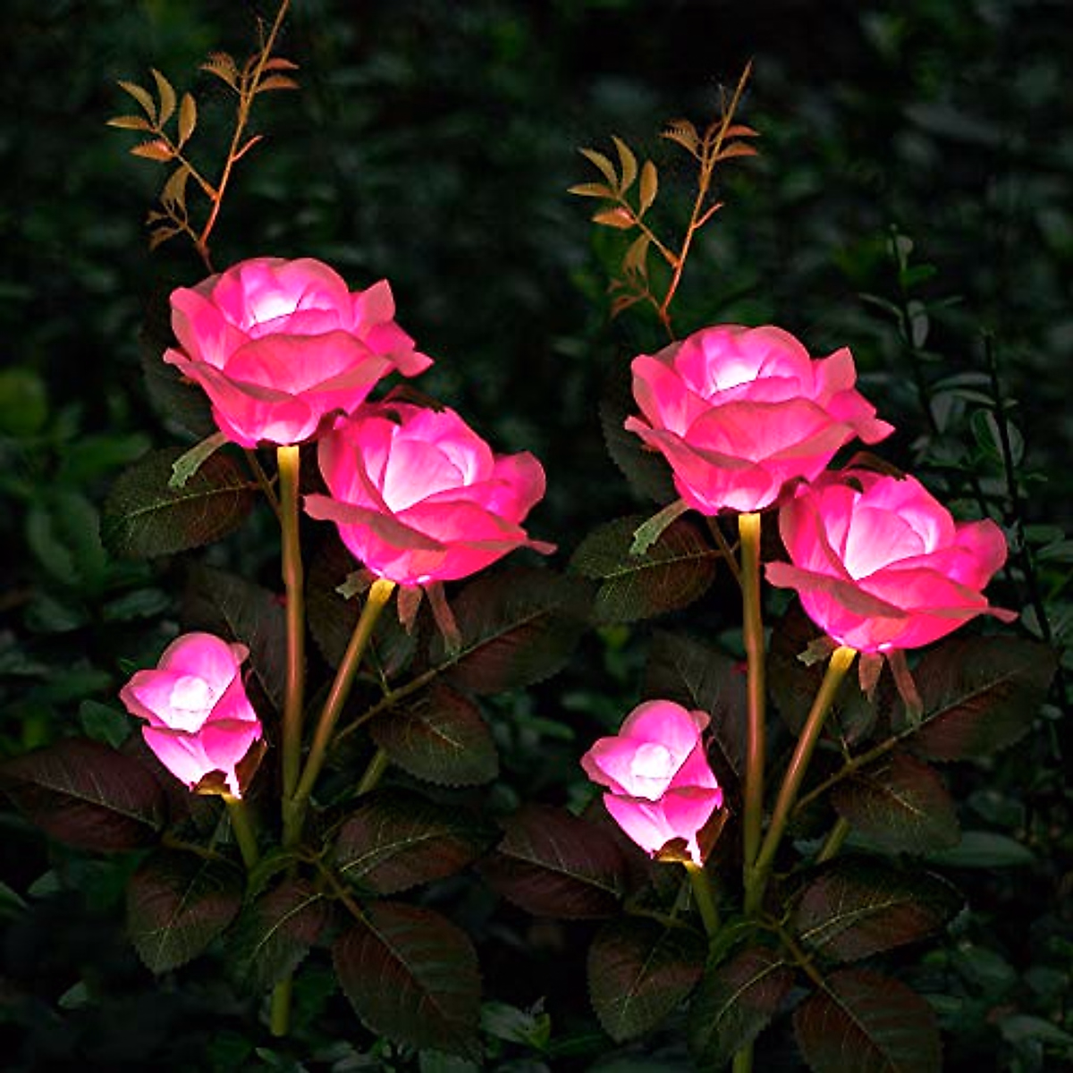 Anordsem Solar Garden Lights - 2 Pack Garden Decor Lights Waterproof Solar Outdoor Lights Pink Rose Light for Garden, Patio, Yard, Flowerbed,Pathway Decor