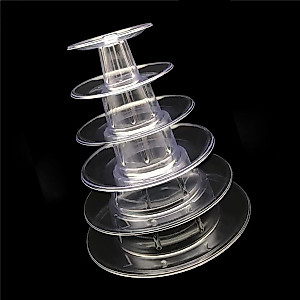 6 Tier Macaron Display Stand, Round Clear Cupcake Holder Display Stand Dessert Pastry Tower Stand for Wedding Birthday Bar Party Décor - 10 inches
