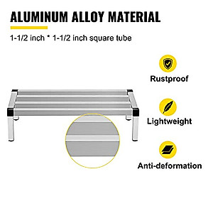 VEVOR Aluminum Dunnage Rack, 48'' x 14'' Commercial Floor Food Shelf, 8'' Off The Floor, 1000lbs Capacity Aluminum Storage Rack, Commercial Food Service Storage in Restaurant, Kitchens, Shops