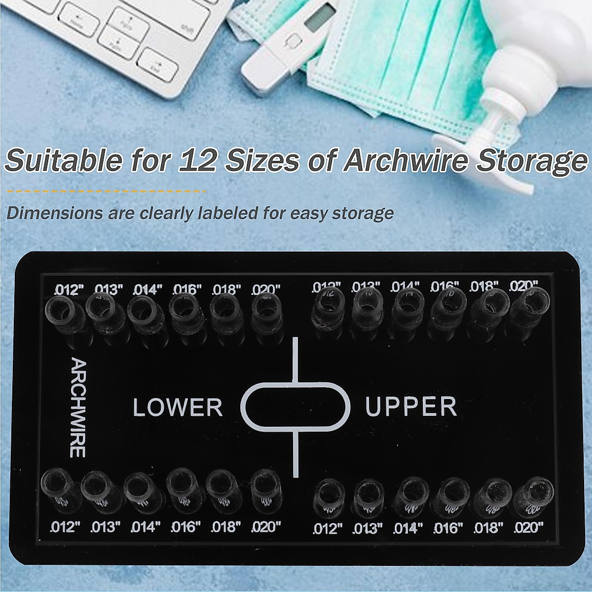 faruijie Dental Orthodontic Ligature Wires Organizer - Preformed Round Metal Ligature Ties Holder Acrylic Case with Cover for Dental Clinic Arrange and Store