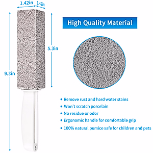 4TH Pumice Stone for Toilet Bowl Cleaning,Pumice Stick with Handle,Cleans Away Limescale Stain,Hard Water Rings, Calcium Buildup,Iron and Rust. Remover for Tile/Bath/Kitchen/Household - 2 Piece