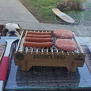 BattlBox Single Use Biodegradable Charcoal Grill - Nature's Eco-Friendly Bamboo Disposable BBQ Grill - Beach Parks Picnics Tailgates Camping Hiking Outdoor Survival - Portable Grill