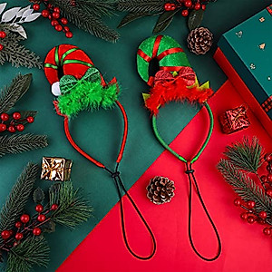 Tiibot 2 Pack Christmas Dog Headband Christmas Pet Elf Costume Hair Hoop Adjustable Xmas Pet Headwear Holiday Pet Costume Accessory for Dog Puppy Cat