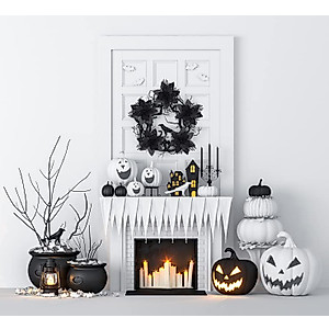 RECUTMS Christmas Tree Ornaments 10Pcs Glitter Poinsettia,Artificial Poinsettia Flowers Xmas Tree Ornaments 6" Wide for Xmas Tree Wreaths Garland Holiday Seasonal Wedding Decorations(Black)