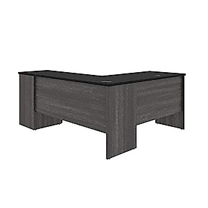 Bestar Norma L-Shaped Desk, 71W, Black & Bark Gray
