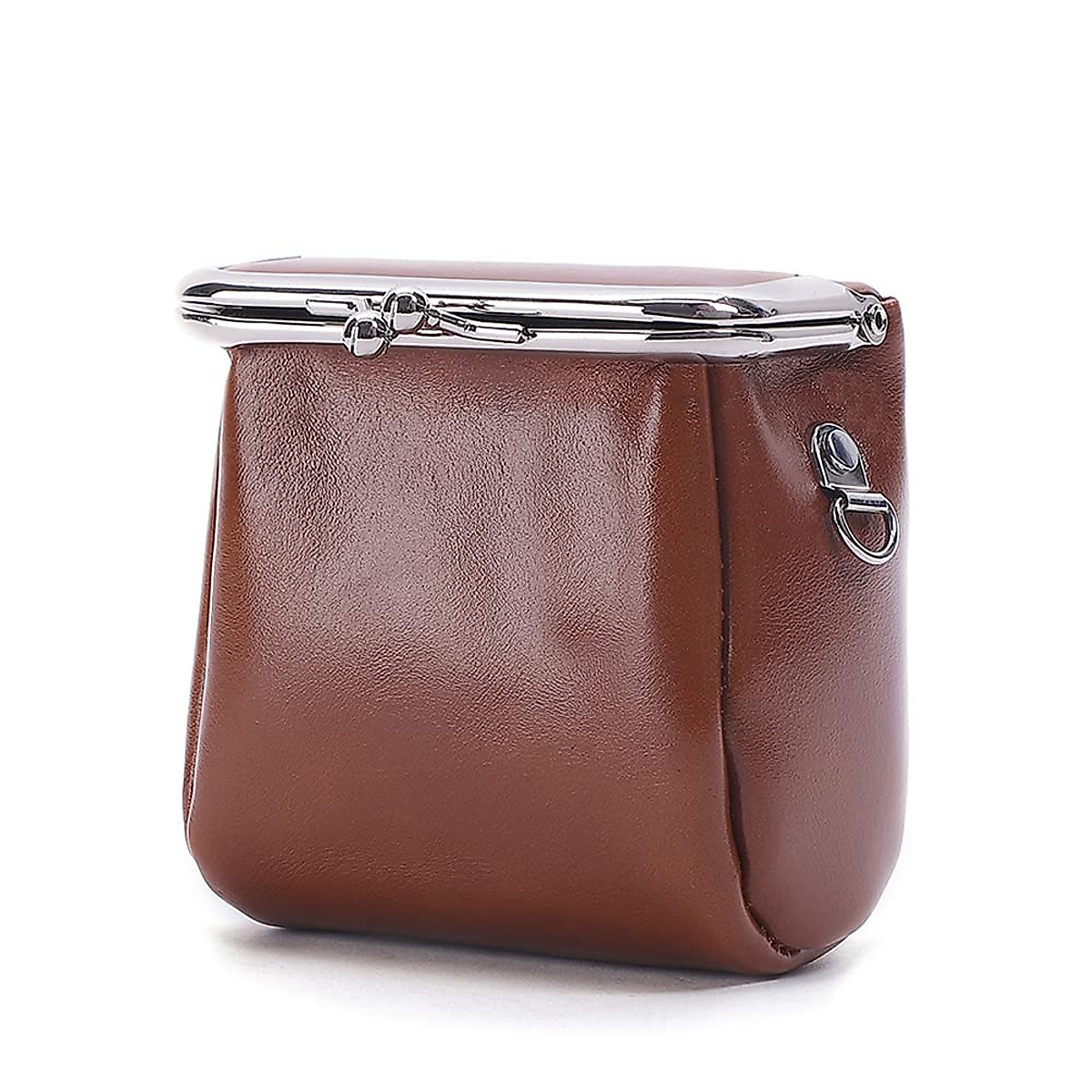 Yohora Women’s Genuine Leather Shoulder Bag Kiss Lock Crossbady Purse Retro Satchel Wallet Waterproof Coin Commuter Pouch