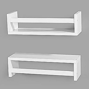 ZGZD White Floating Shelves Wall Shelf for Kitchen Spice Rack or Bathroom Organizer, Set of 2