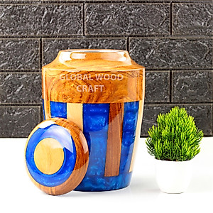 Mix Wood with Resin Urn | Beautiful Unique Design ASH | Cremation Urns Male & Female Ashes - Adult Pet - Premium Quality Large Urn | Human Ashes for Urn