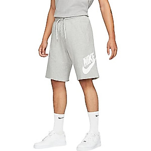 Nike Mens Aw77 French Terry Alumni Shorts (Grey/White, Large)