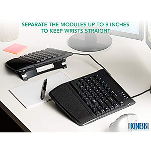 KINESIS Freestyle2 USB-C Ergonomic Keyboard w/ VIP3 Lifters for PC (9" Separation) (KB820PB-US)