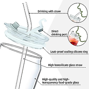 AiHeart Drinking Glasses with Lids and Glass Straws 12pcs Set,20oz Beer Can Shaped Glass Cups,Iced Coffee Glasses,Glass Tumbler,Cute Tumbler,Beer Mug,Cocktail Glasses for Whiskey,Soda,Water