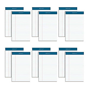 TOPS Docket Writing Pads, 5" x 8", Jr. Legal Rule, White Paper, 50 Sheets, 12 Pack (63360)