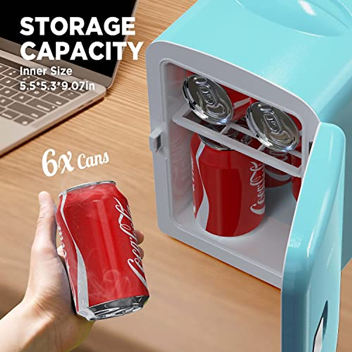 Silonn 4L/6 Can Mini Fridge, Portable Skincare Fridge, Teal