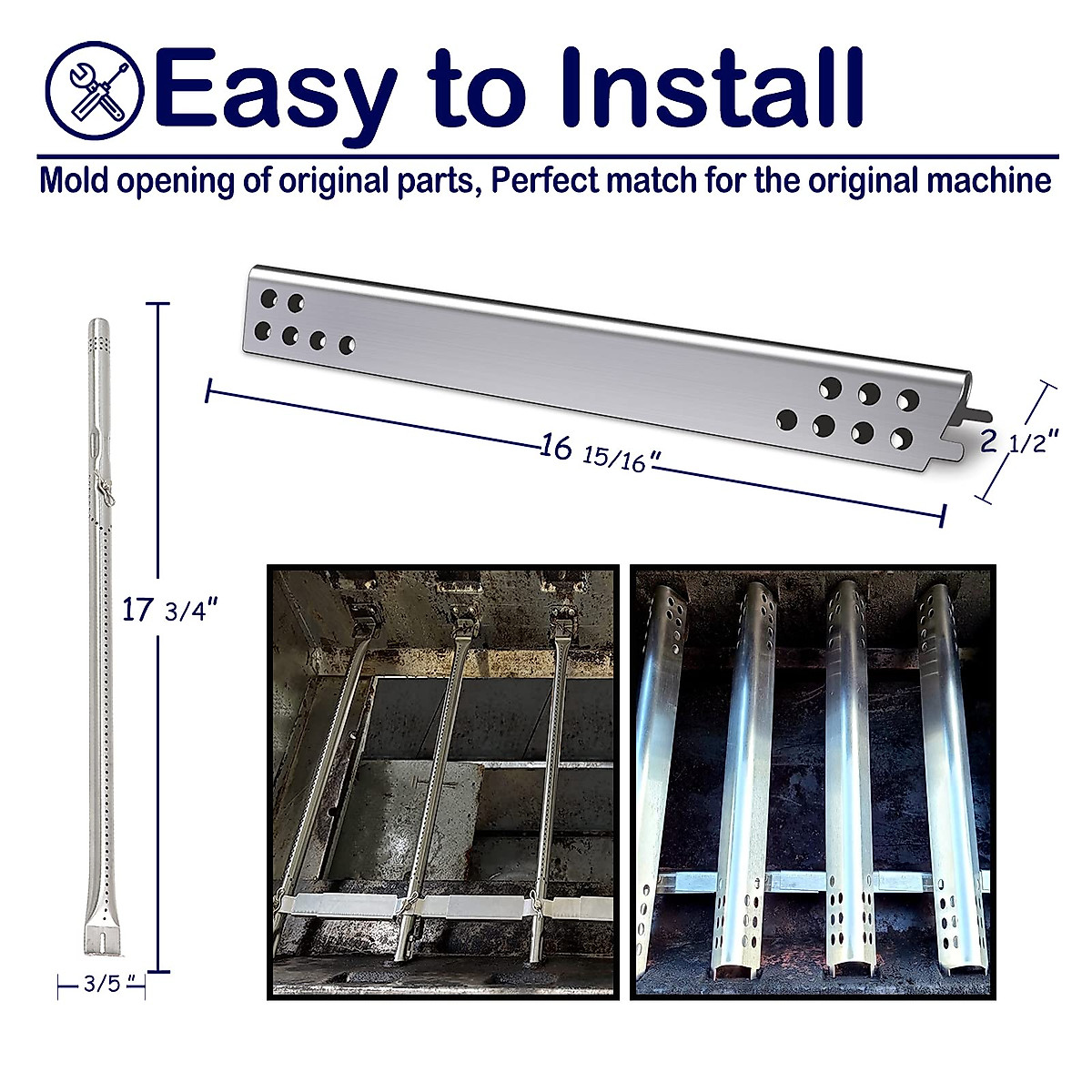 YOUFIRE Heat Plate Shield Burner Tube Grill Replacement Parts for Charbroil 463377319 463376017 463347017 463335517 463342119 463347418 463377017 463342118 463342119 463342119
