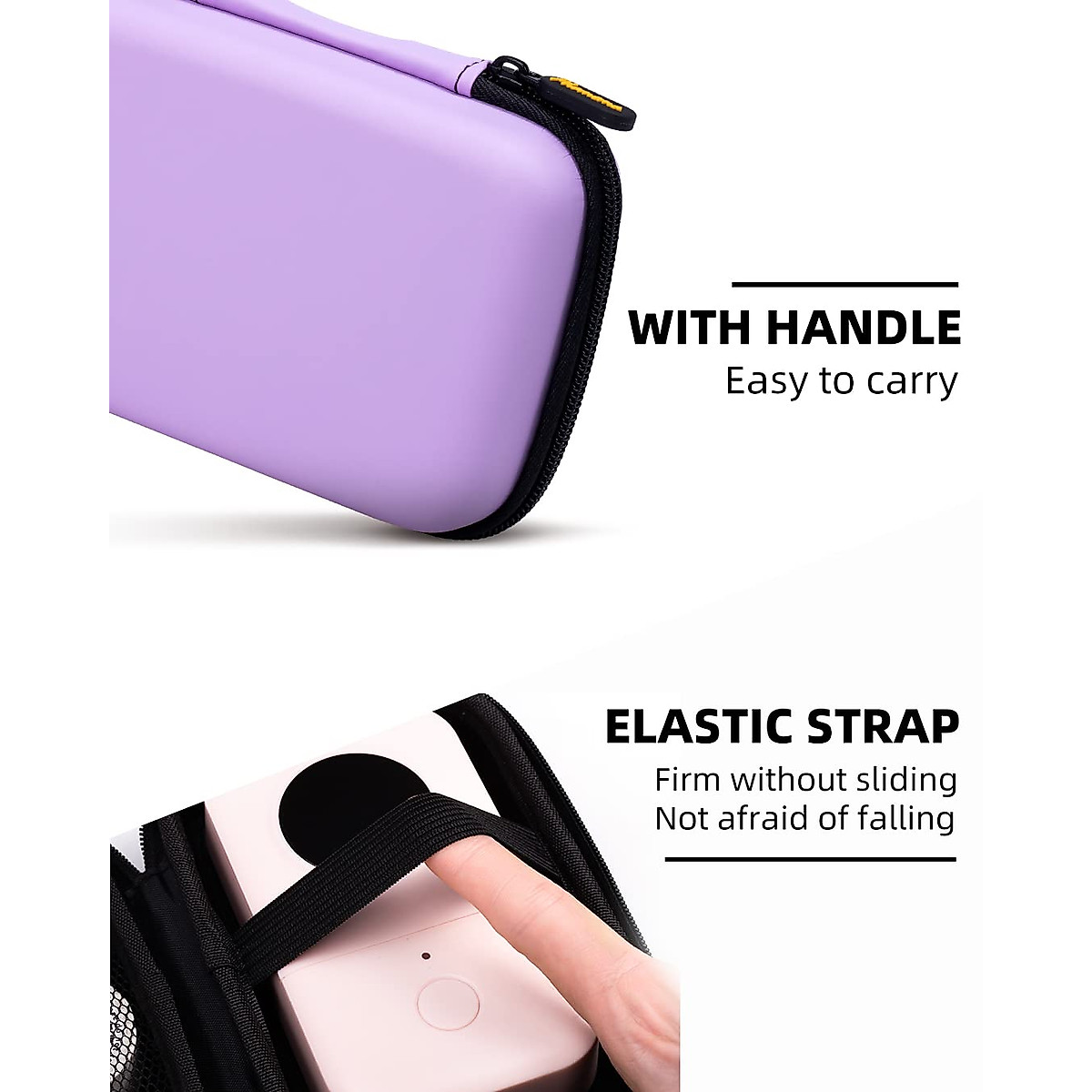 Phomemo Label Printer Case Hard Carry Case Compatible D30/D110/T02/M110/M02 Label Printer, Label Maker Labeler Storage Holder,Purple