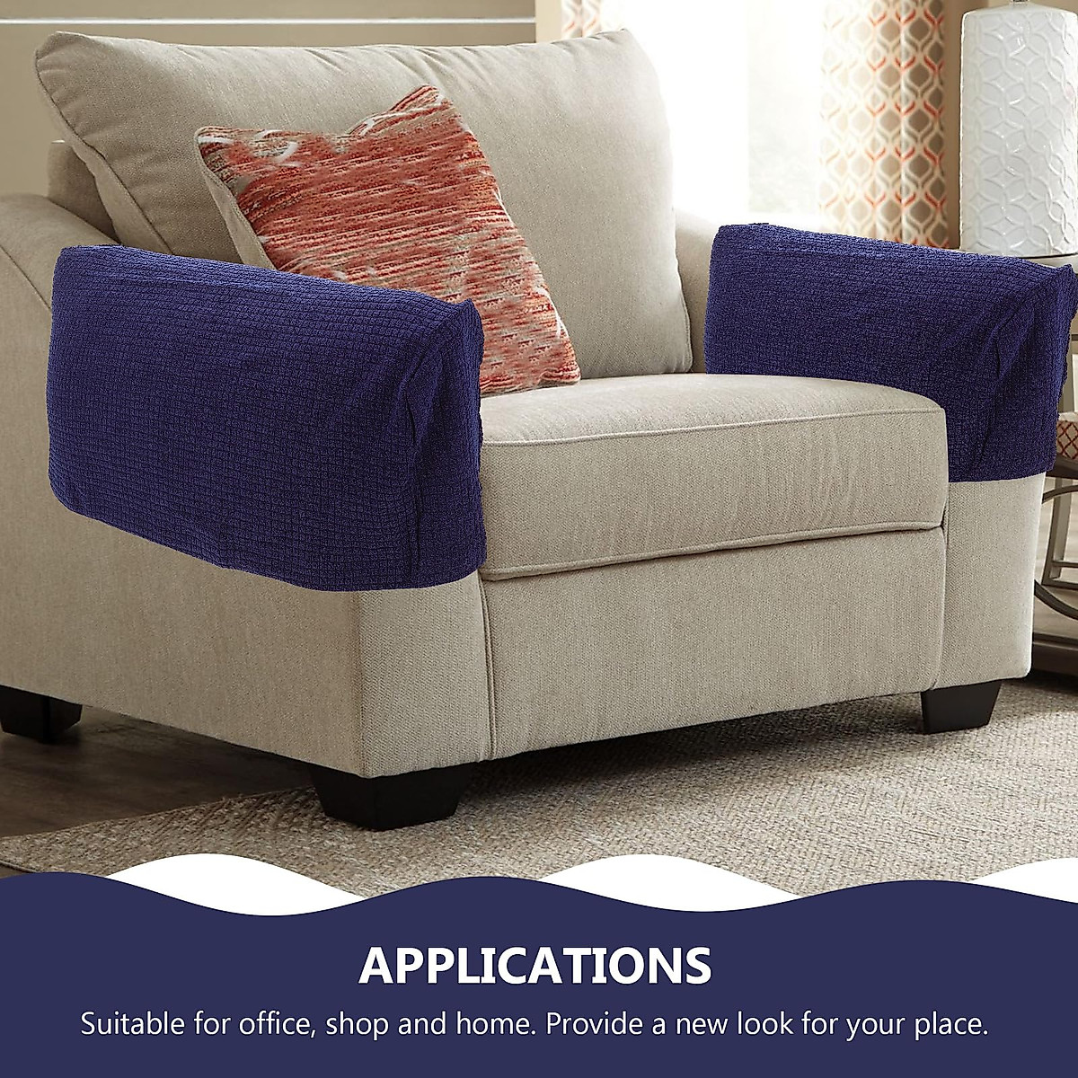 FOMIYES 2pcs Sofa Armrest Covers - Slip Stretch Couch Armrest Covers Furniture Armrest Armchair Protector Slipcovers Arm Guard Sleeve for Chairs Recliner Dogs Cats Pets Cloth A