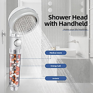 Essbhach Shower Head with Handheld, High Pressure Shower Head with Filter and ON/OFF Button, Water Saving Filtered Shower Head for Dry Hair & Skin, 3 Spray Modes
