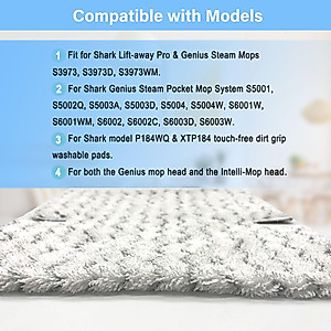 S3973D Steam Mop Replacement Pads for Shark Lift-Away Pro & Genius Steam Pocket Mop S3973 S3973D S5003D S3973WM S5001 S5002Q S5003A S5004 S5004W S6001W S6001WM S6002 S6002C,Part # P184WQ, 8 Pack