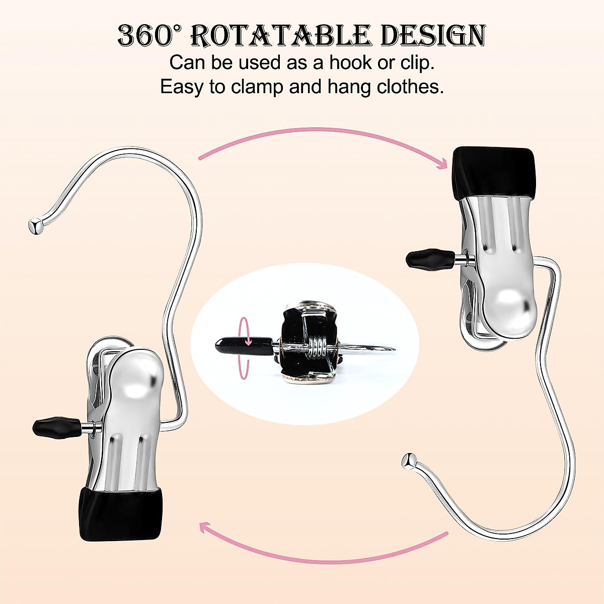 Boot Hangers for Closet 30 Pack, Boot Clips for Hanging, Laundry Hooks Hanging Clips Clothes Pins, Space-Saving Clothespin Hat Pants Towel Storage Hanging for Home and Travel (Black+Gray +Pink)