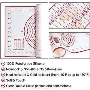 Silicone Pastry Mat Extra Large, 32" x 24" Non-stick Baking Mat with Measurement Kneading Board for Dough Rolling, Non-slip Counter Mat, Oven Liner, Fondant/Pie Crust Mat