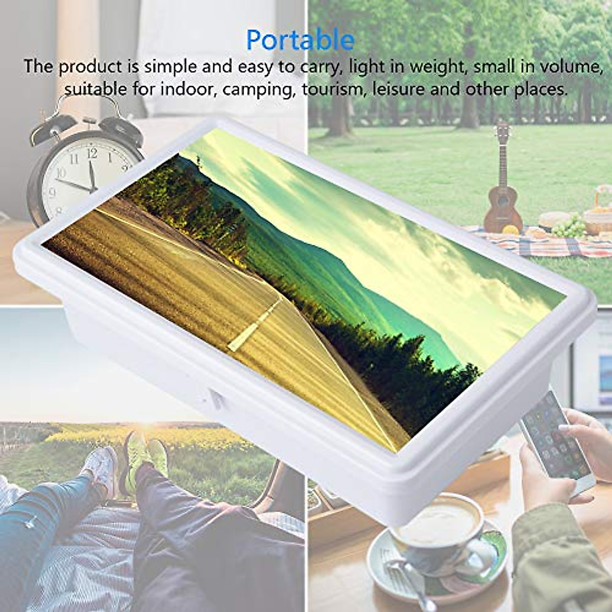12Inch Phone Screen Amplifier, Retractable Foldable HD High Definition 3D Mobile Video Magnifier Phone Stand Bracket with Cleaning Cloth, Compatible with All Smartphones(White)