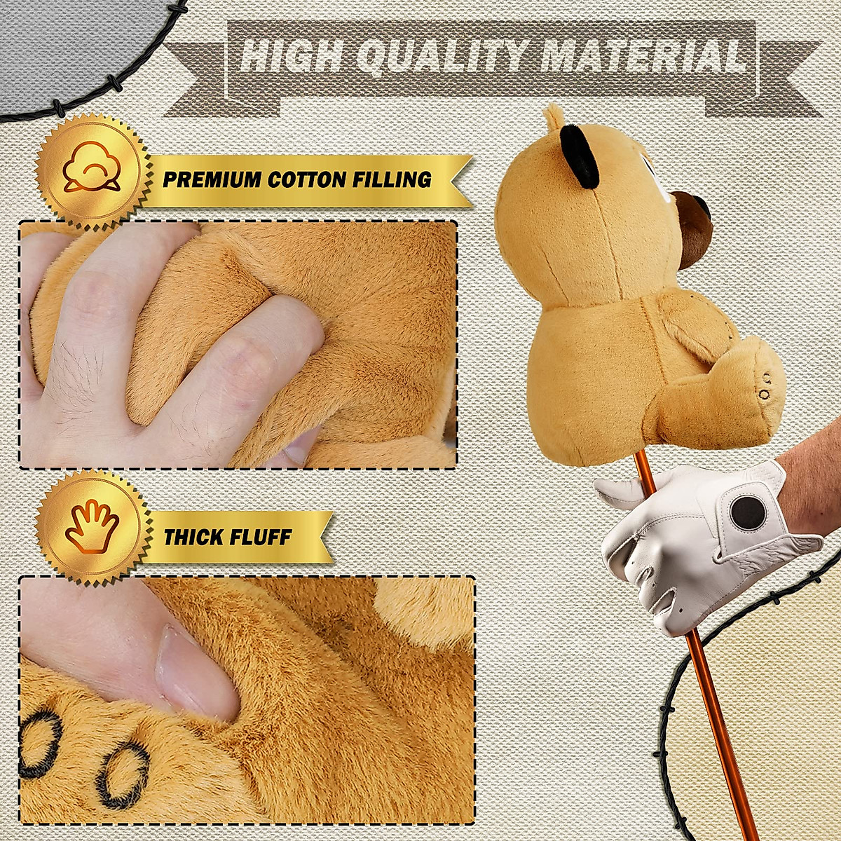 Golf Club Driver Headcovers Funny Animals Elephant Bear Driver Head Cover fits up to 460cc Driver Clube Head Great Gift Idea for Men Women Who Love Golf Also for Kids (Bear)