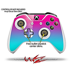 WraptorSkinz Decal Vinyl Skin Wrap Compatible with Xbox One S Console and Controllers - Smooth Fades Neon Teal Hot Pink