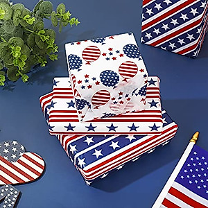 AnyDesign Patriotic Tissue Paper 90 Sheet Stars Stripes Balloon Tissue Paper 4th of July American Flag Wrapping Paper Holiday Art Tissue for Independence Day Memorial Day DIY Supplies, 14 x 20 Inch