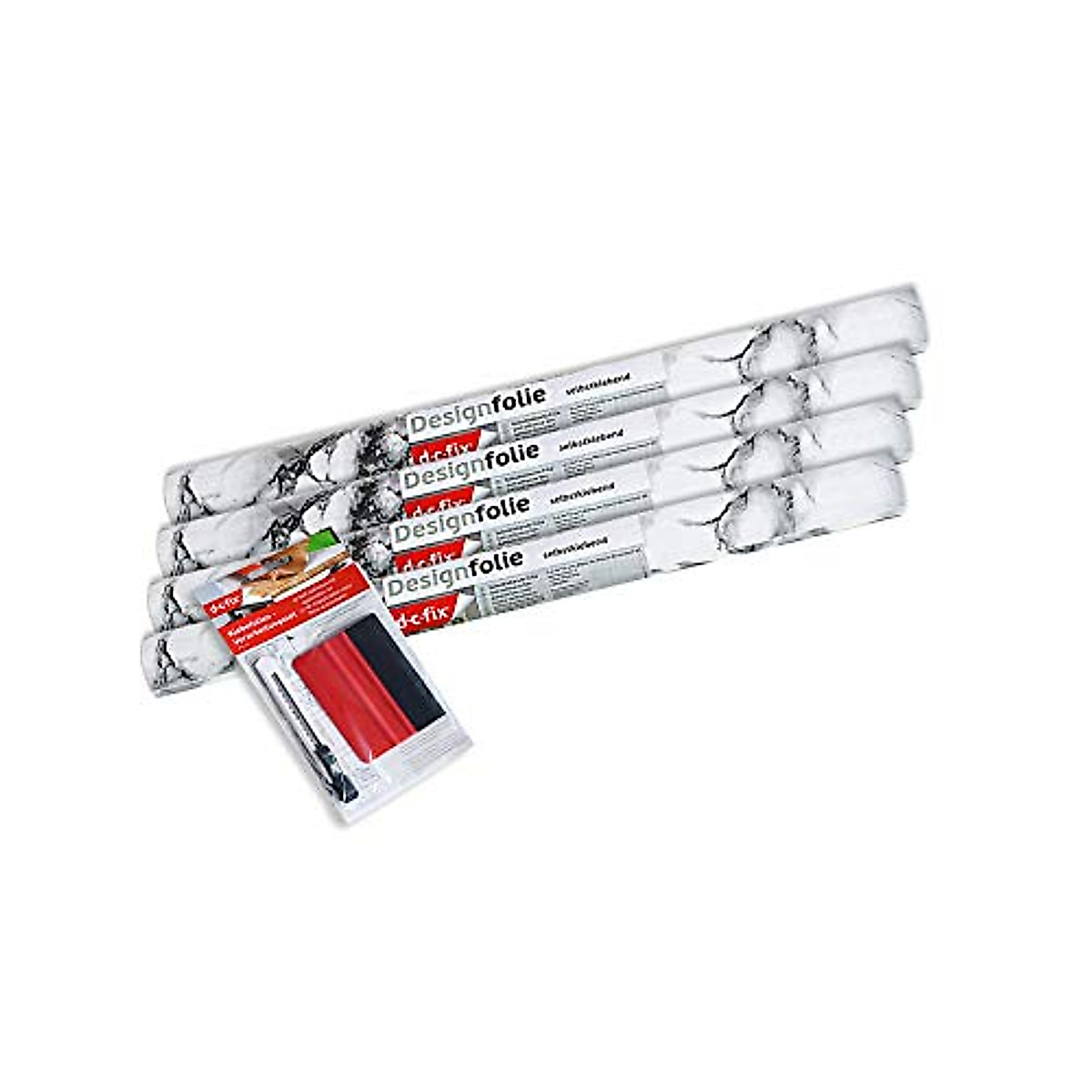 d-c-fix 346-0047-4PKA Decorative Self-Adhesive Film, Marble White, 17" x 78" Roll, 4-Pack with Applicator