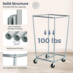 STO STO Laundry Hamper with Wheels, 160L Rolling Laundry Sorter Cart with Heavy Duty Steel Frame, Large Clothes Hamper with Handles for Bedroom, Bathroom, Laundry Room, Beige and Gray