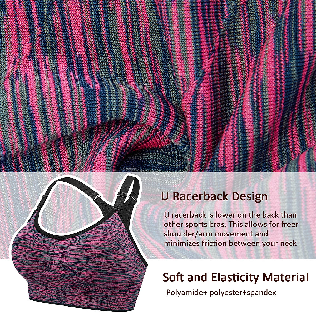 YEYELE Medium Support and Removable Pad Tank Top Racerback Post Surgery Sports Bras for Women