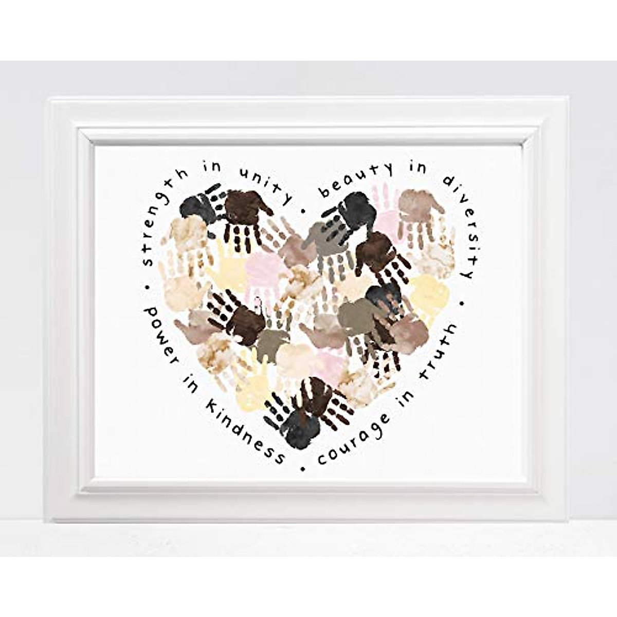 Diversity Art for Kids Hand Prints Strength in Unity Beauty in Diversity Power in Kindness - Promote Unity Celebrate Diversity - UNFRAMED Poster Print 5x7" 8x10" 11x14" 16x20" or 24x36"