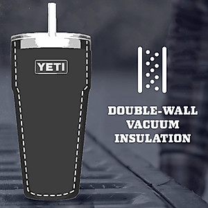 YETI Rambler 26 oz Straw Cup, Vacuum Insulated, Stainless Steel with Straw Lid, Aquifer Blue