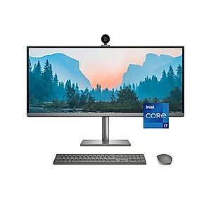 HP Envy 34” All-in-One Desktop, NVIDIA GeForce RTX 3060, 11th Gen Intel Core i7-11700 Processor, 32 GB RAM, 1 TB SSD, WUHD IPS Display, Windows 11 Home, Detachable Magnetic Camera (34-c0050, 2021)