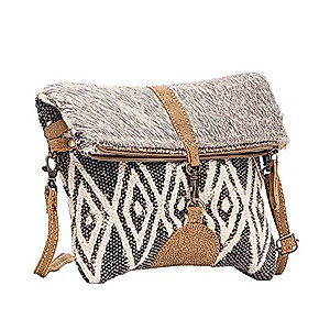 Myra Bag Grumpy Upcycled Canvas & Cowhide Small Crossbody Bag S-1516