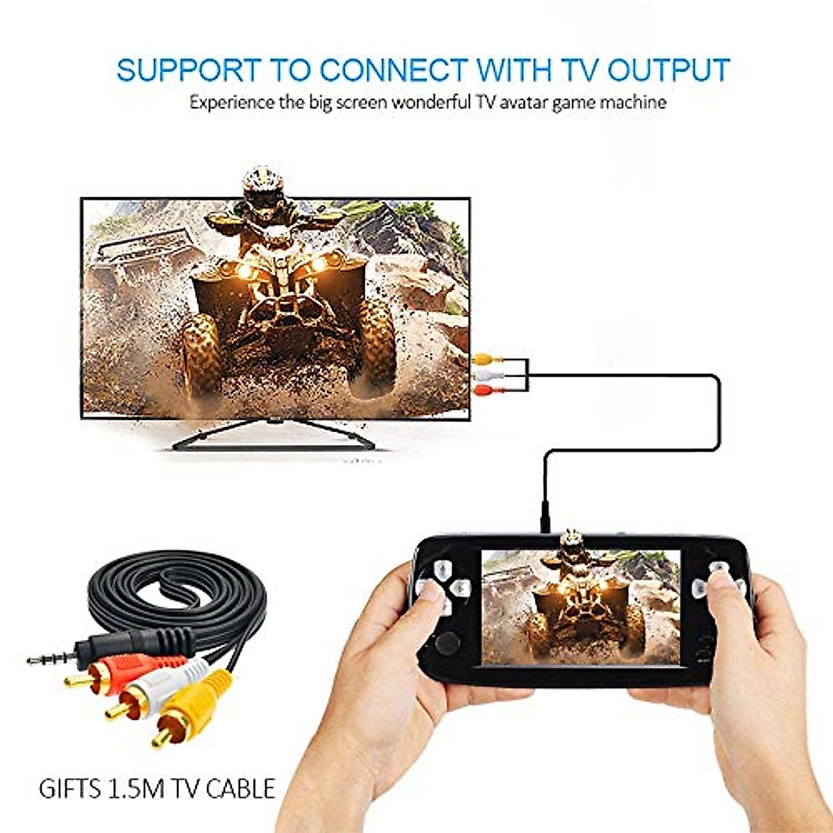 KIII Handheld Game Console , Retro Game Console 4.3 Inch 3000 Classic Games Portable Game Console Support TV Output - Black