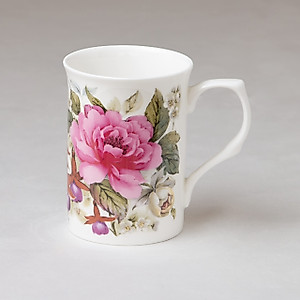 Grace Teaware Bone China Coffee Tea Mugs 9-Ounce, Assorted Set of 4 (Classic Floral)